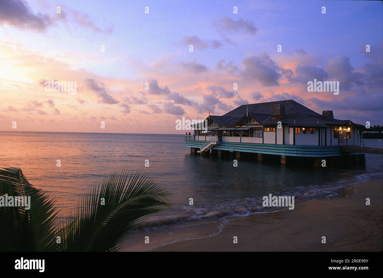 Sandals Halcyon Beach Resort at sunset, St. Lucia, Caribbean Stock ...