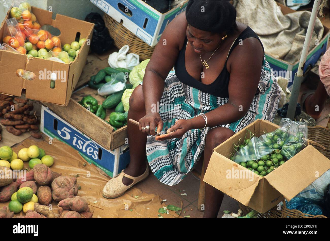 Market in Castries, St. Lucia, Caribbean Stock Photo - Alamy