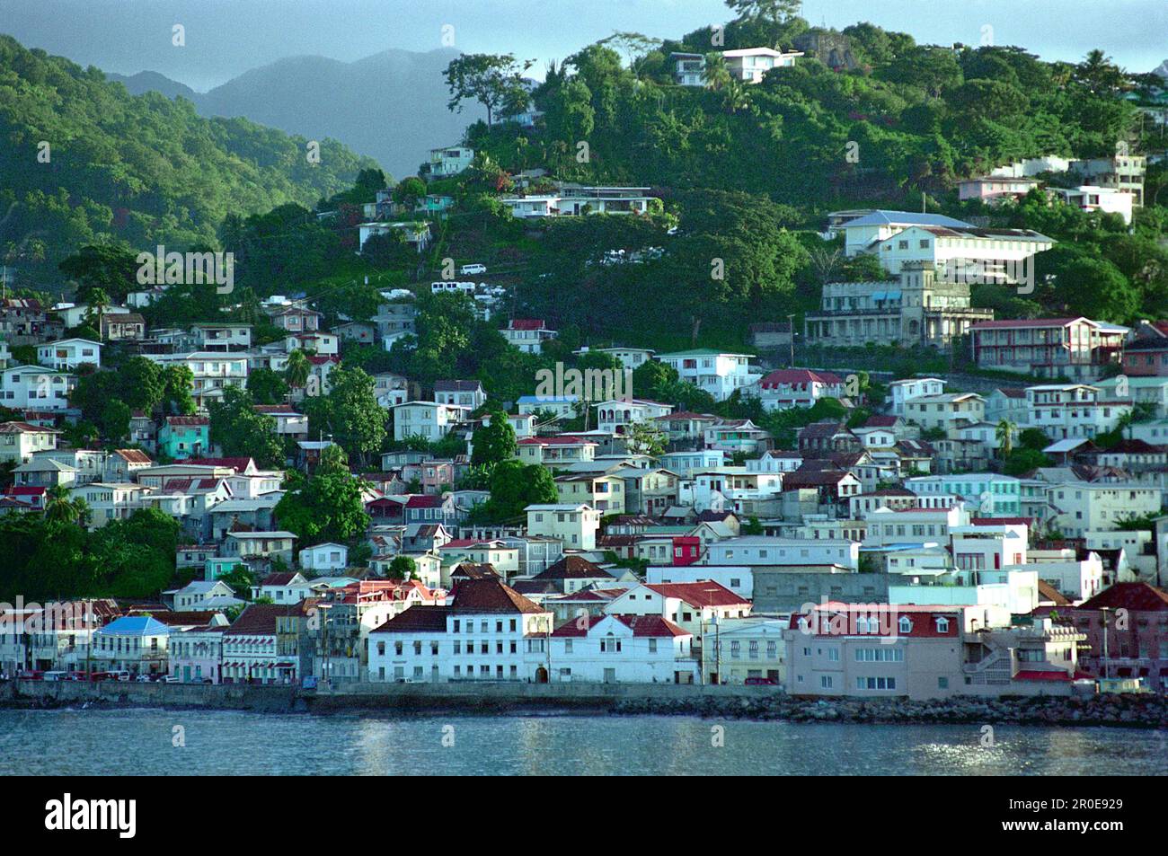 Houses at a mountain side, St. George´s, Grenada, Caribbean, America ...