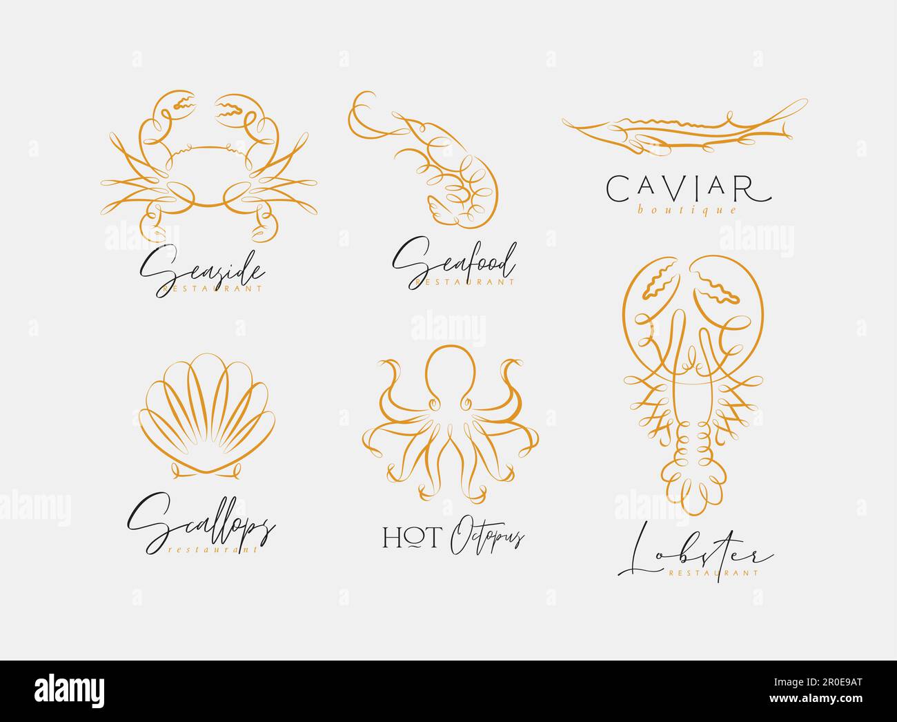 Filigree swirl sea and ocean creatures crab, shrimp, sturgeon, shell ...