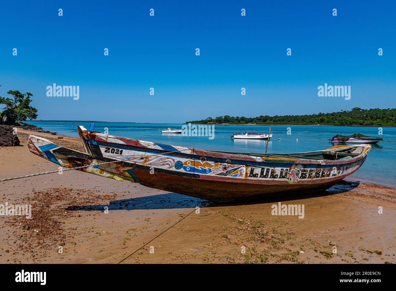 Harbour of Bubaque island, Bijagos archipelago, Guinea Bissau Stock ...