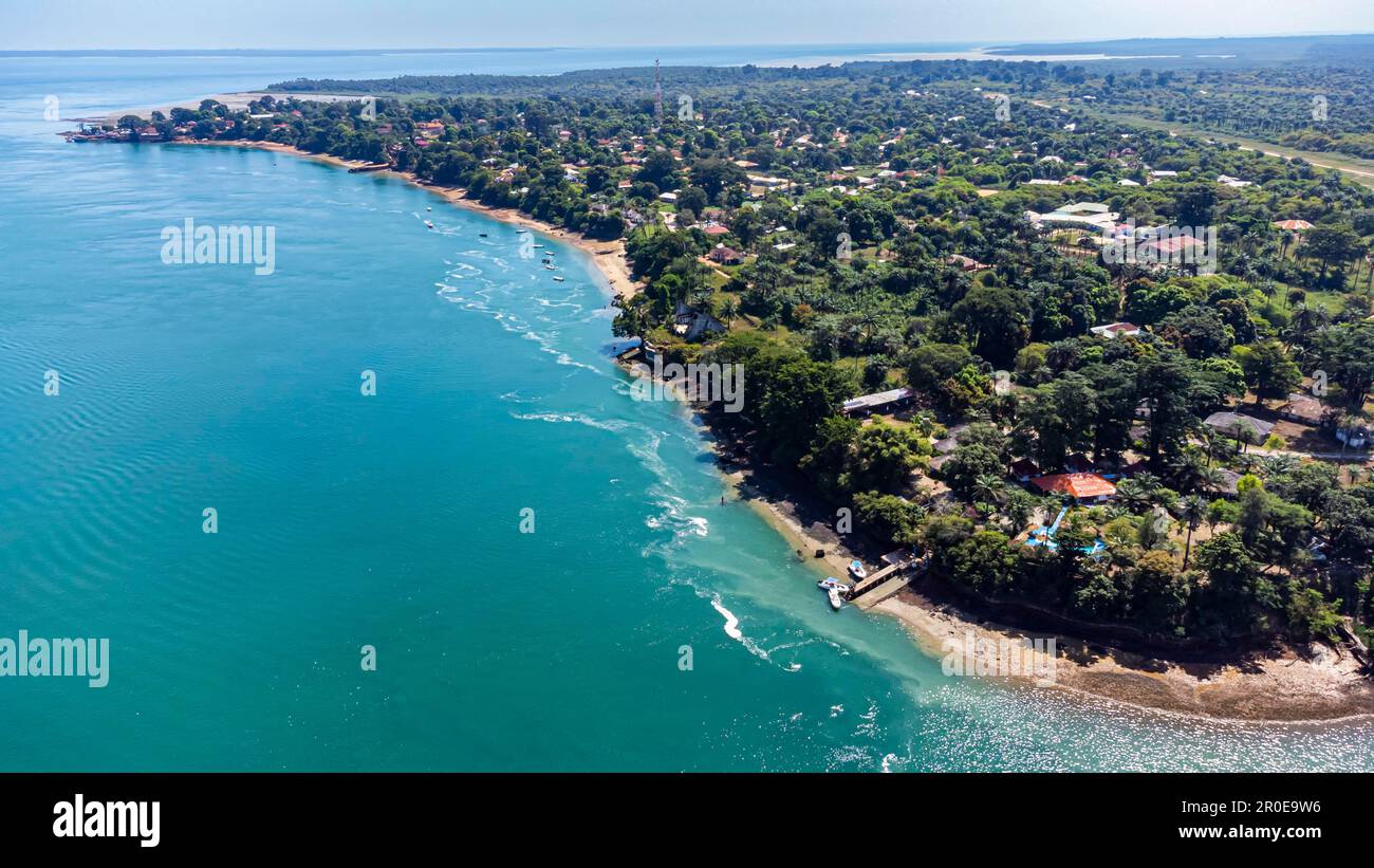 Aerial of Bubaque island, Bijagos archipelago, Guinea Bissau Stock ...