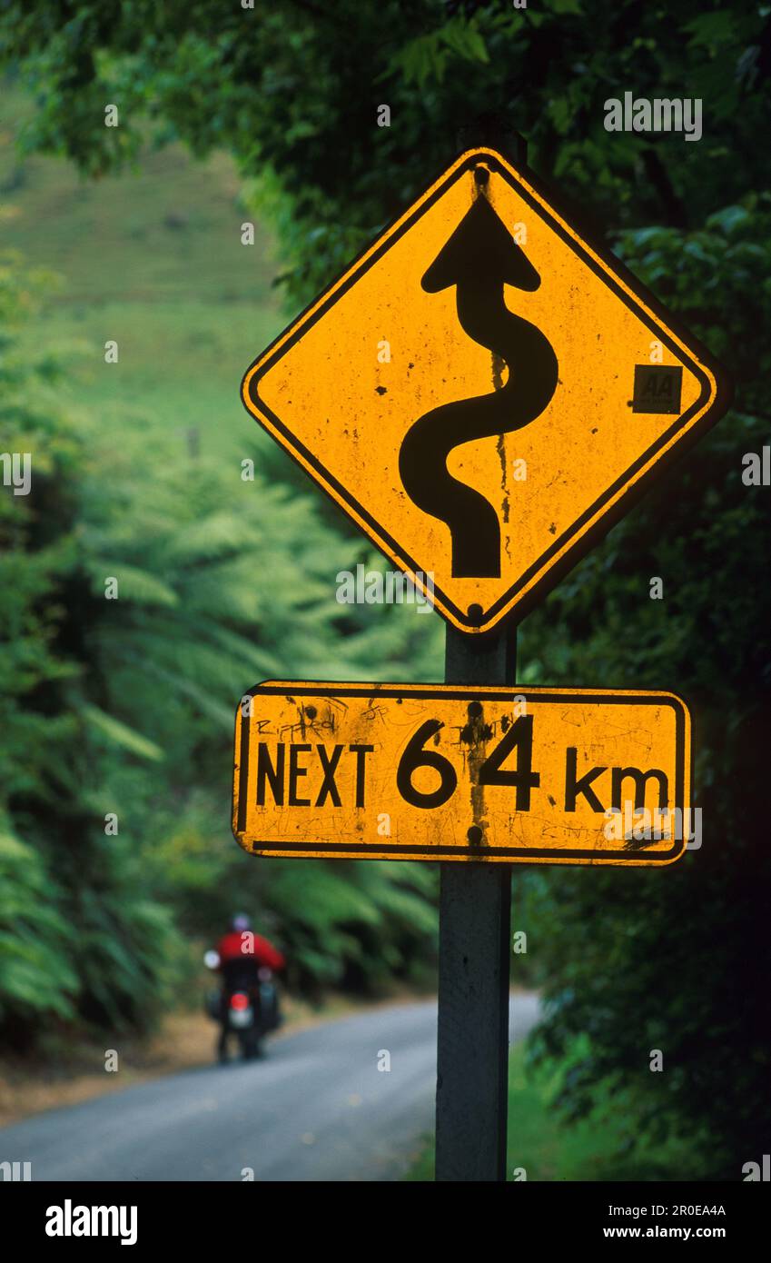 New zealand road sign curve hi-res stock photography and images - Alamy