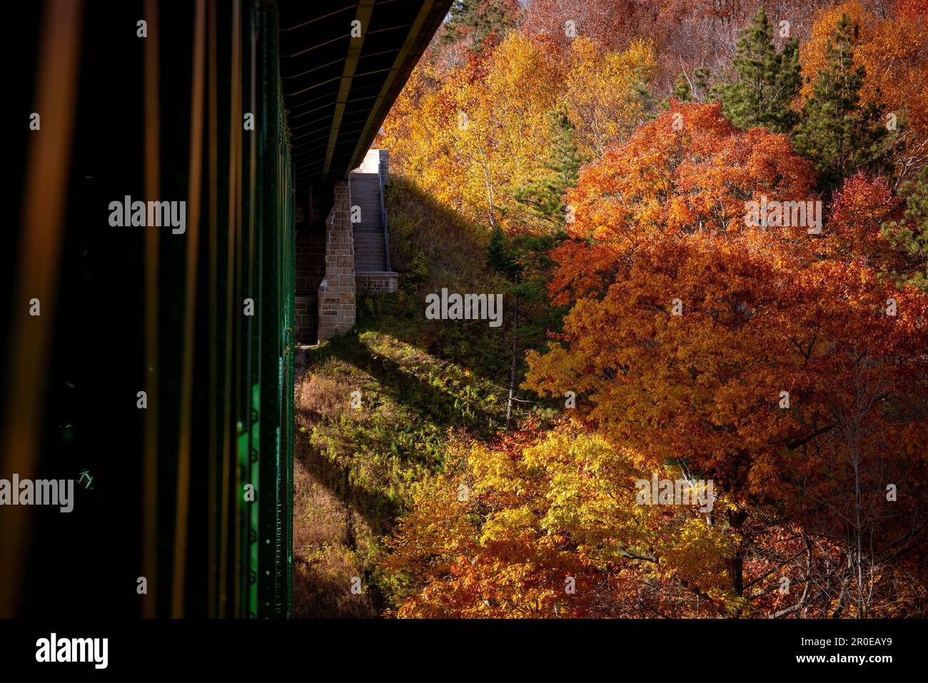 The Cut River Bridge in Michigan, surrounded by vibrant fall colors of ...