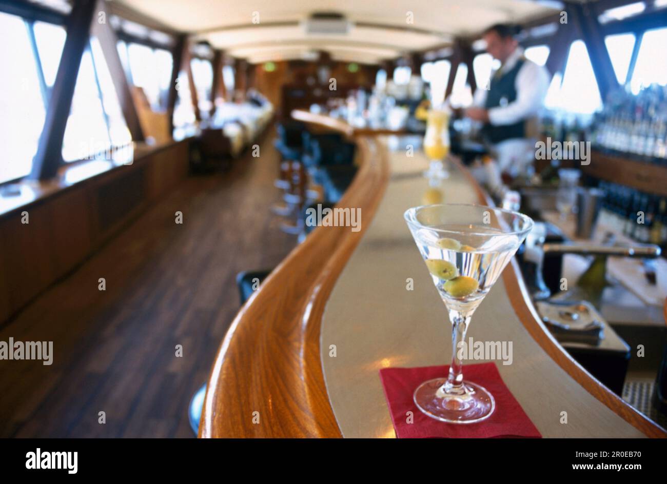 Bar with one glass of Martini, Gondolen Bar, Soedermalm, Stockholm ...