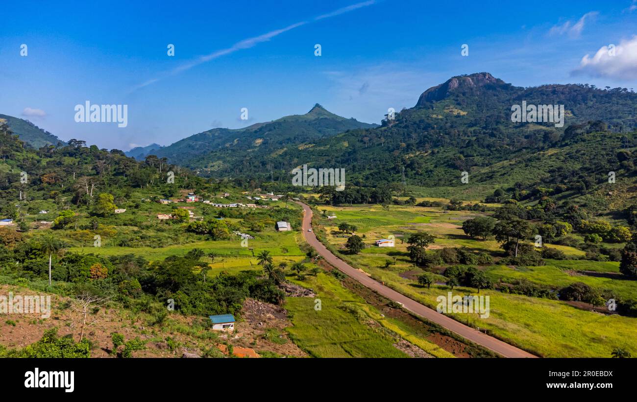 Aerial of the mountain scenery around Man, Ivory coast Stock Photo - Alamy