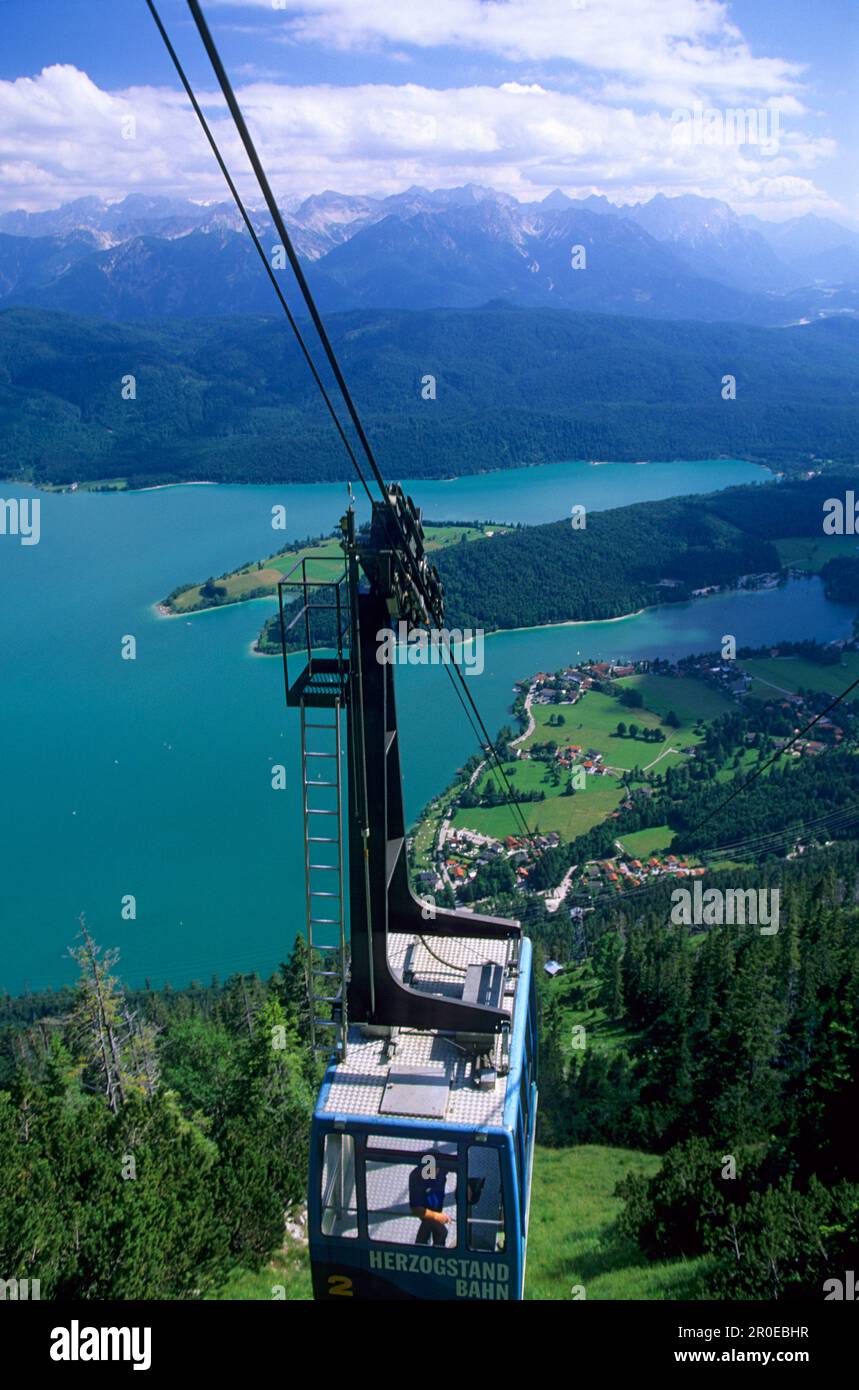 Cable car to Herzogstand, Karwendel Mountain, Walchensee Lake, Bavaria ...