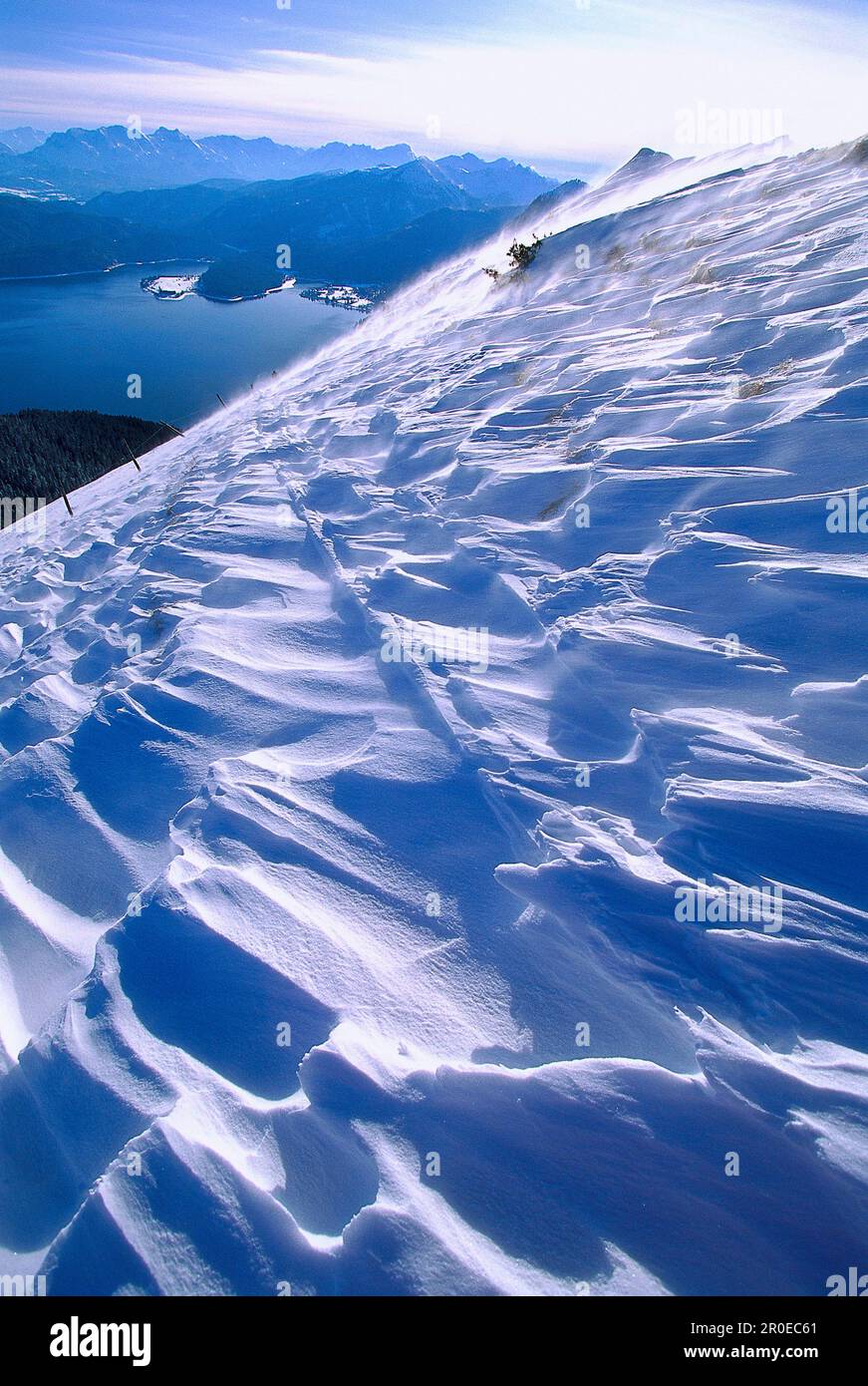 Structures of snow on Jochberg Mountain, Bavaria, Germany Stock Photo ...