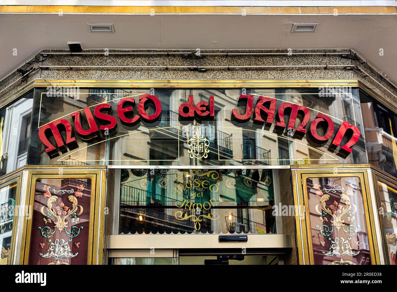 Lettering Ham Museum on glass facade, Madrid, Spain Stock Photo - Alamy