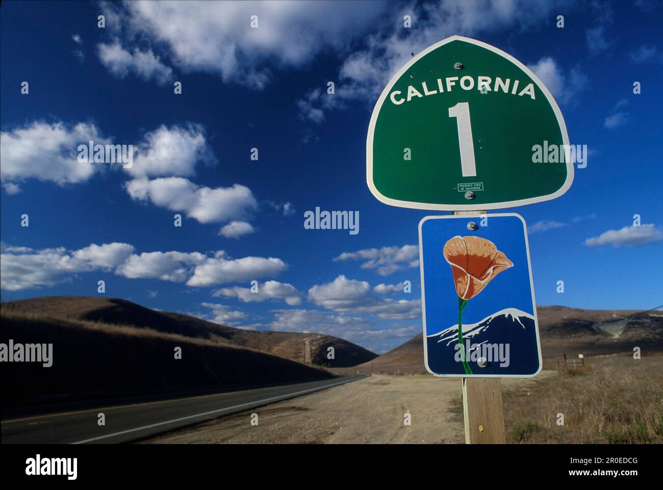 Highway One-Schild, Landstr. zw., Lompoc u. Santa Barbara Highway 1 ...