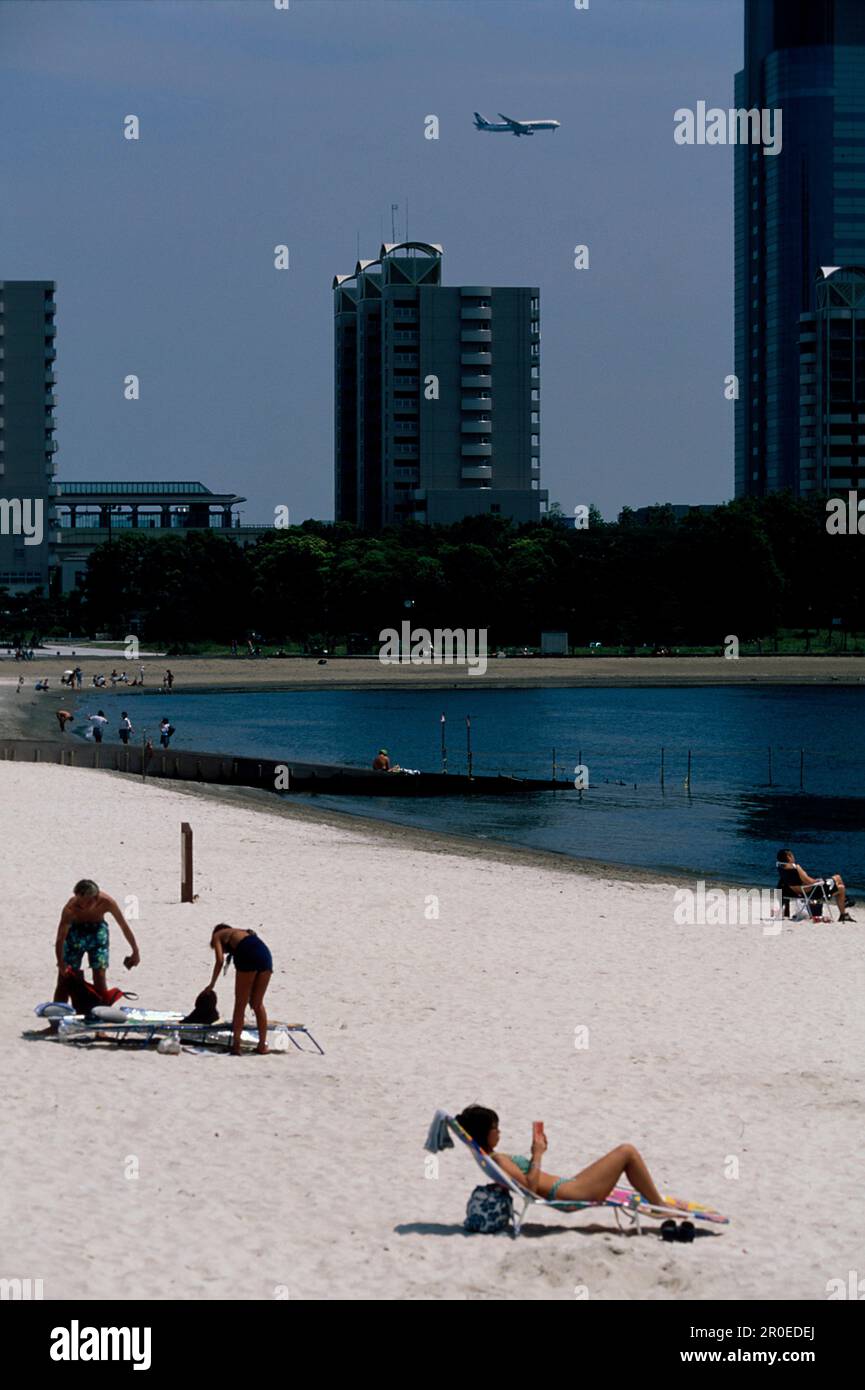 Kuenstlicher Strand, Odaiba Marine Park, Rec. Area, Neubauviertel ...