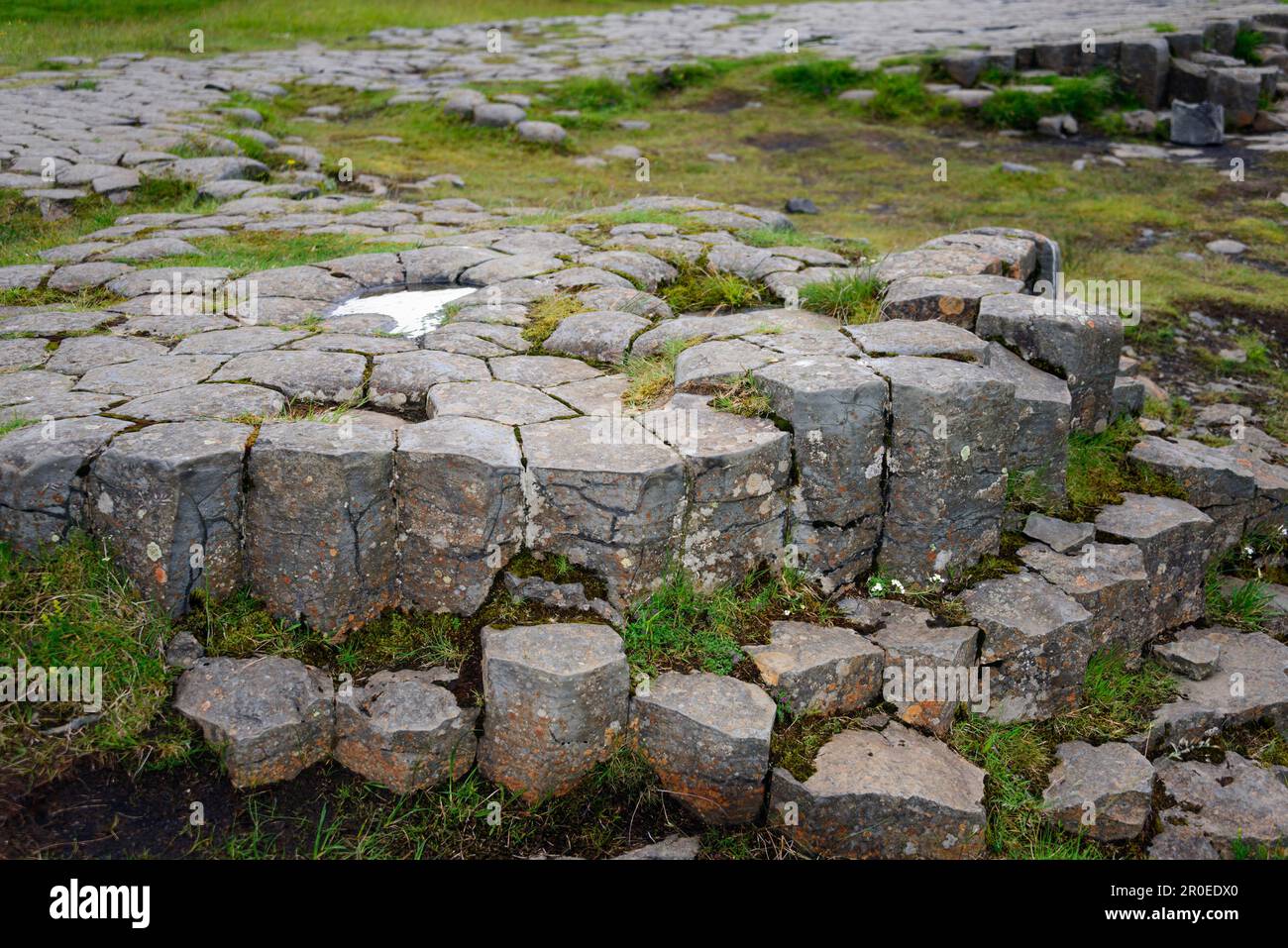 Kirkjugolf, Kirkjubaejarklaustur, Iceland, church pavement, basalt ...