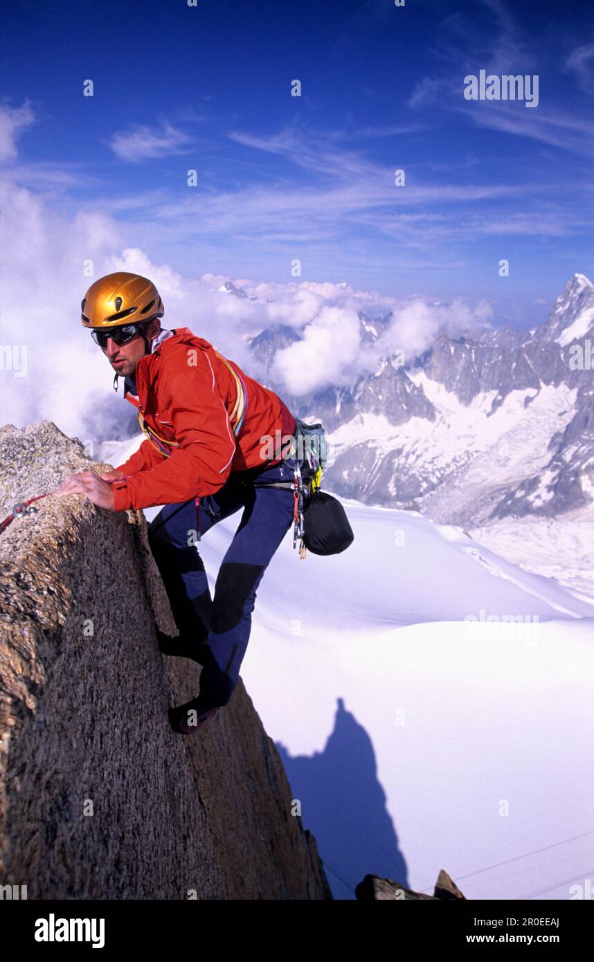 Man rock climbing at Aiguille du Midi, Alps, France Stock Photo - Alamy