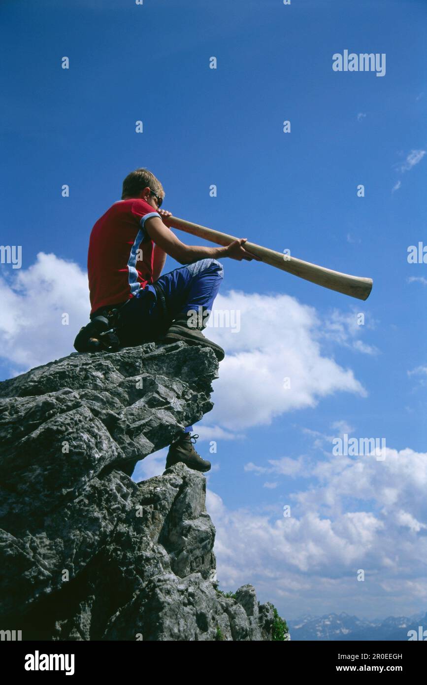 Man playing a Didgeridoo, Salzburger Land, Austria Stock Photo - Alamy