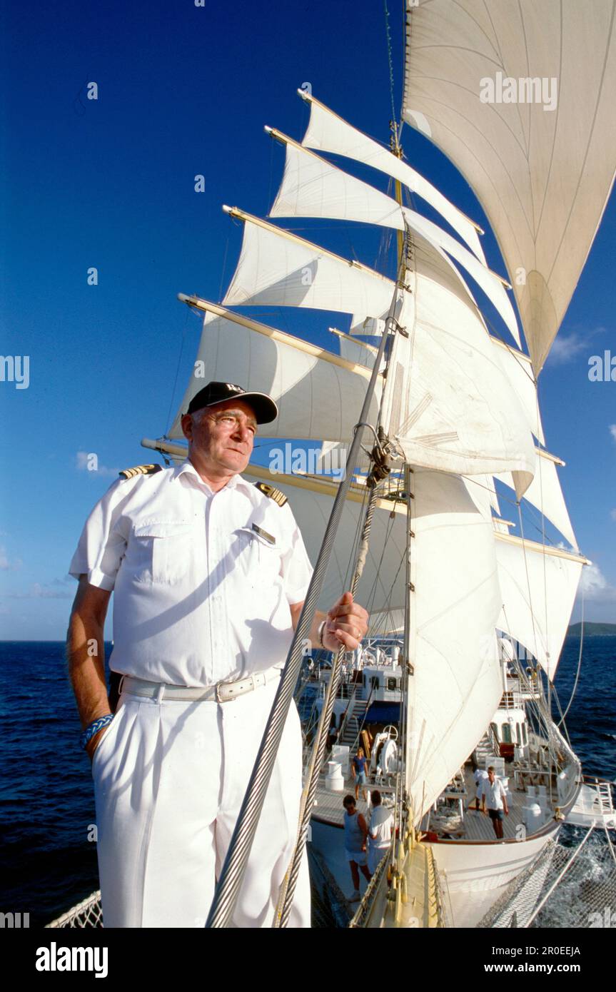Capt. Juergen Mueller-Cyran on board the Royal Clipper sailing ship ...