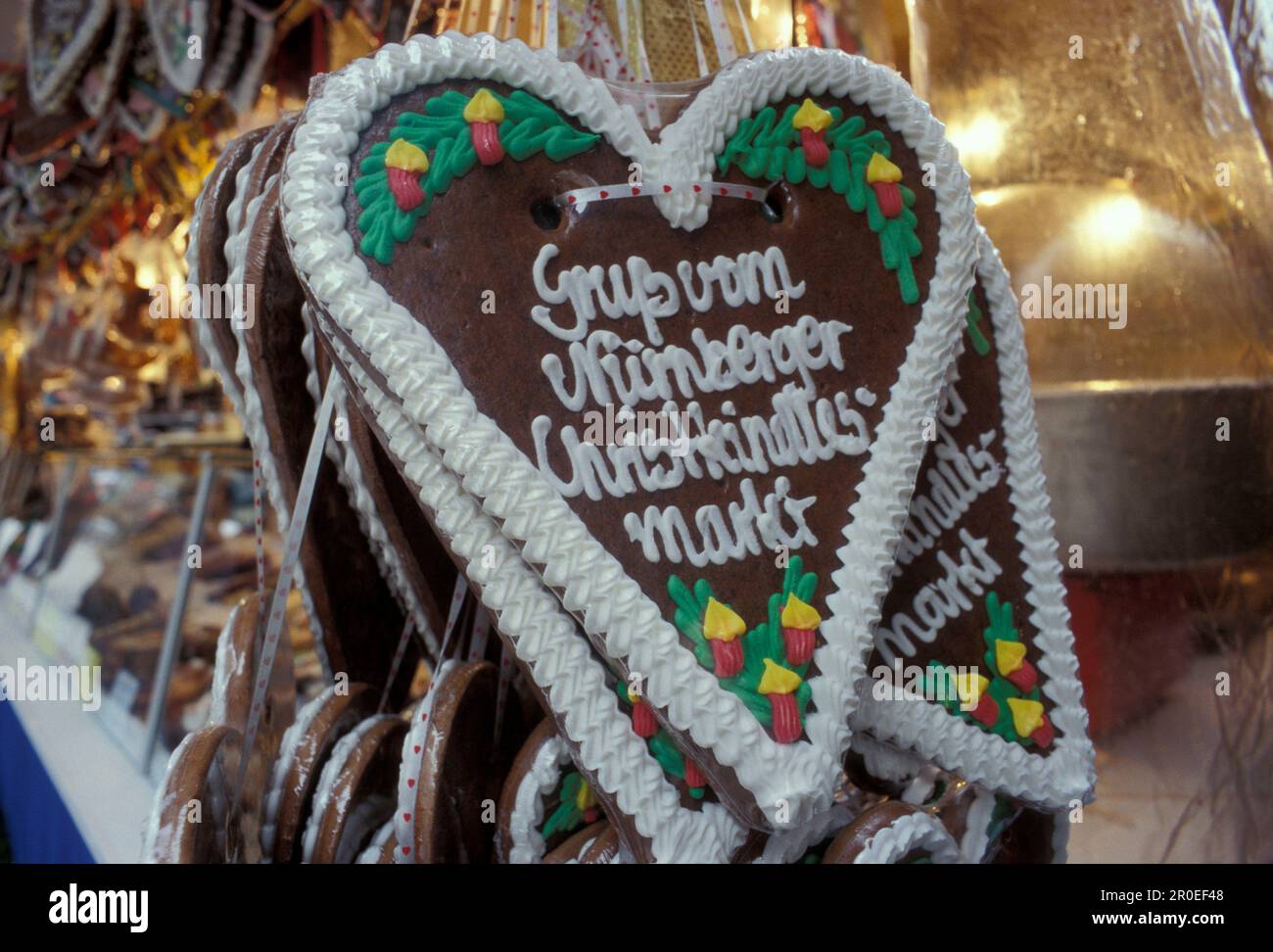 Gingerbread hearts from christmas market in Nuremberg, Franconia ...