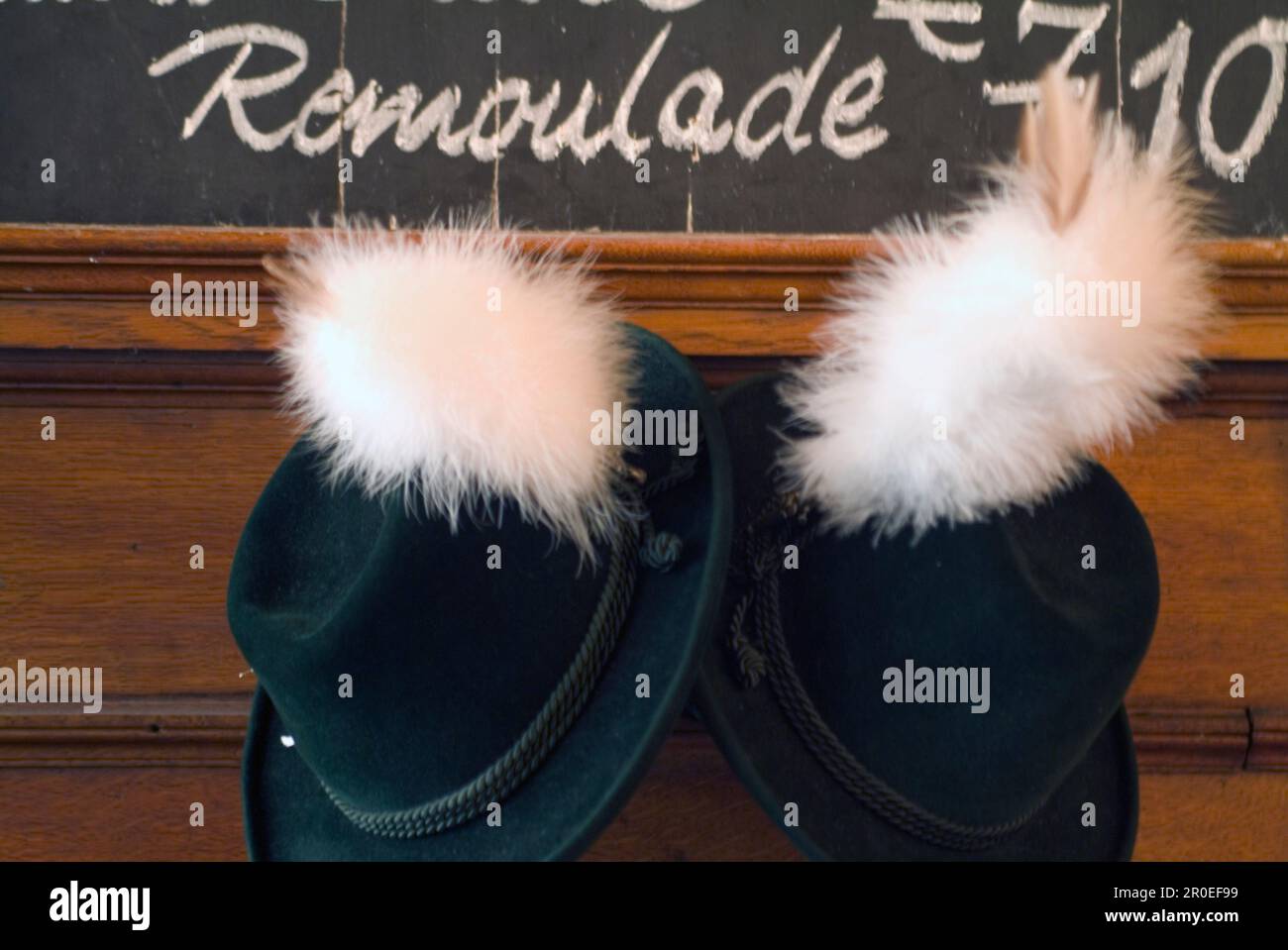 Two bavarian hats, Wirtshaus im Fraunhofer, Munich, Bavaria, Germany ...