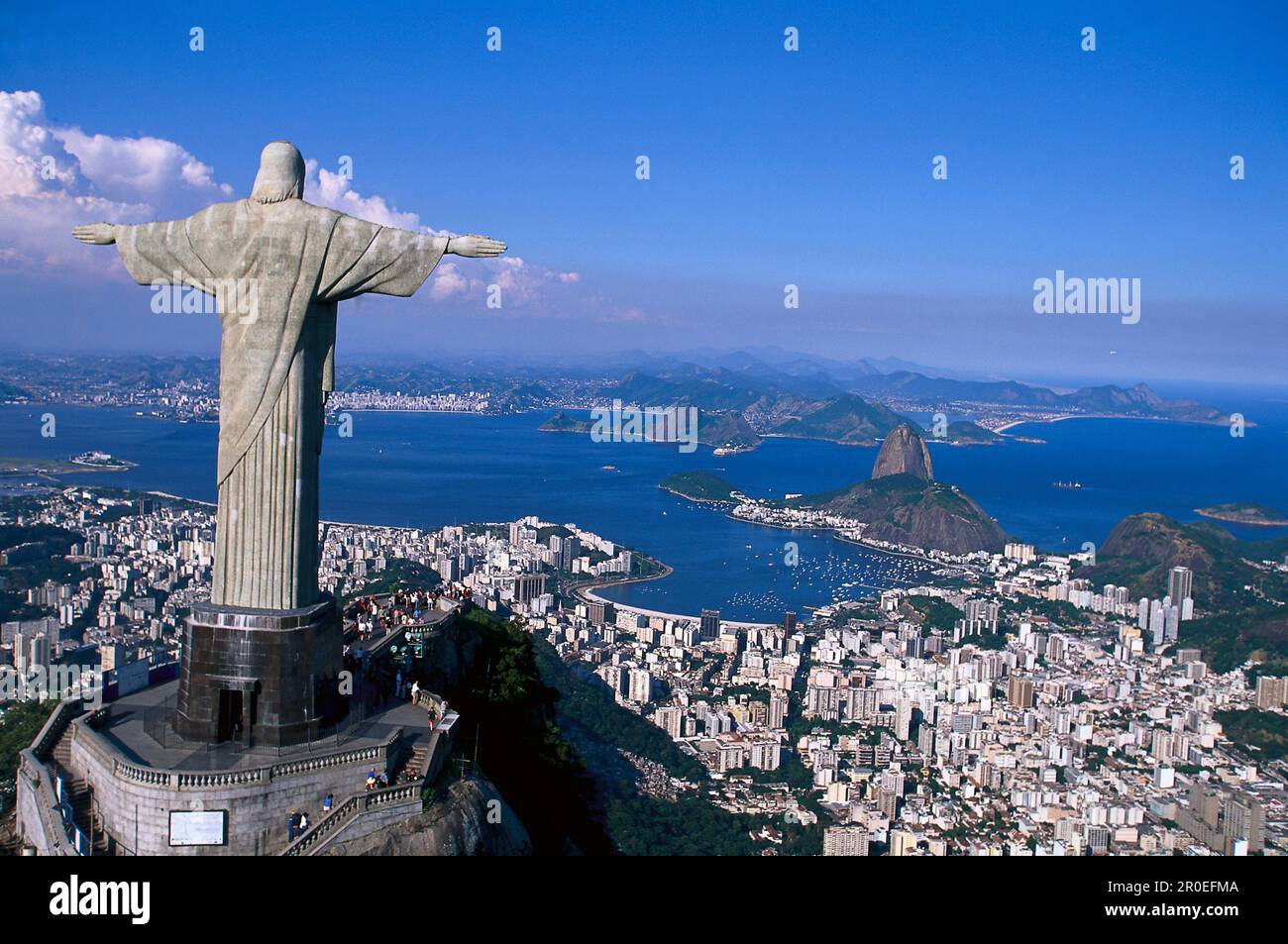 View of Statue of Christ Cristo Redentor and sugarloaf mountain, Rio de ...