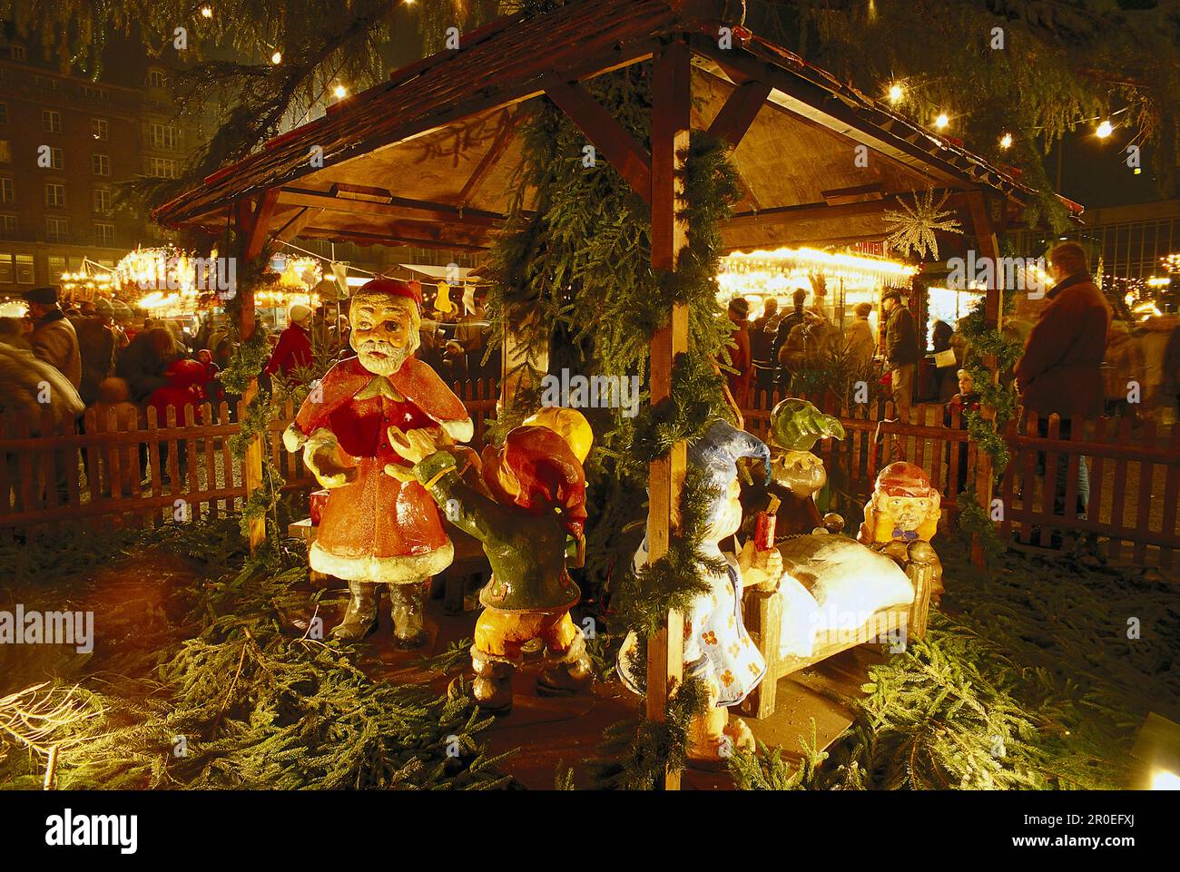 A nativity scene at the christmas market in Dresden, Saxony, Germany ...