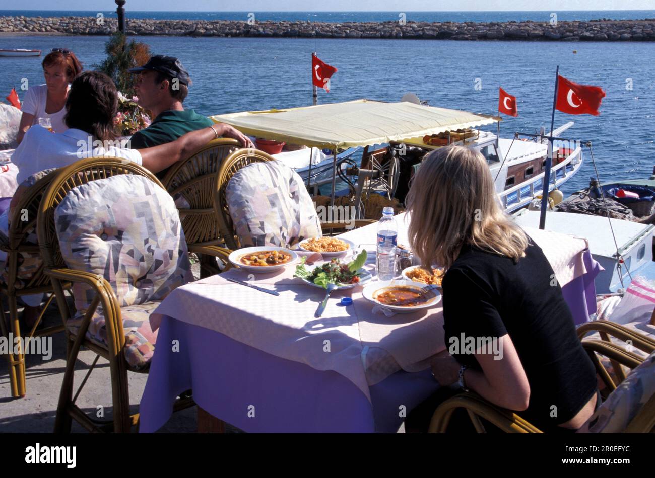 Hafenrestaurant, Side, Tuerkische Riviera Stock Photo - Alamy
