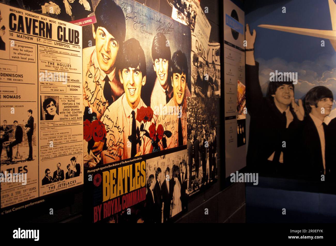 Posters and bills inside the Beatles Museum, Liverpool, England, Great ...