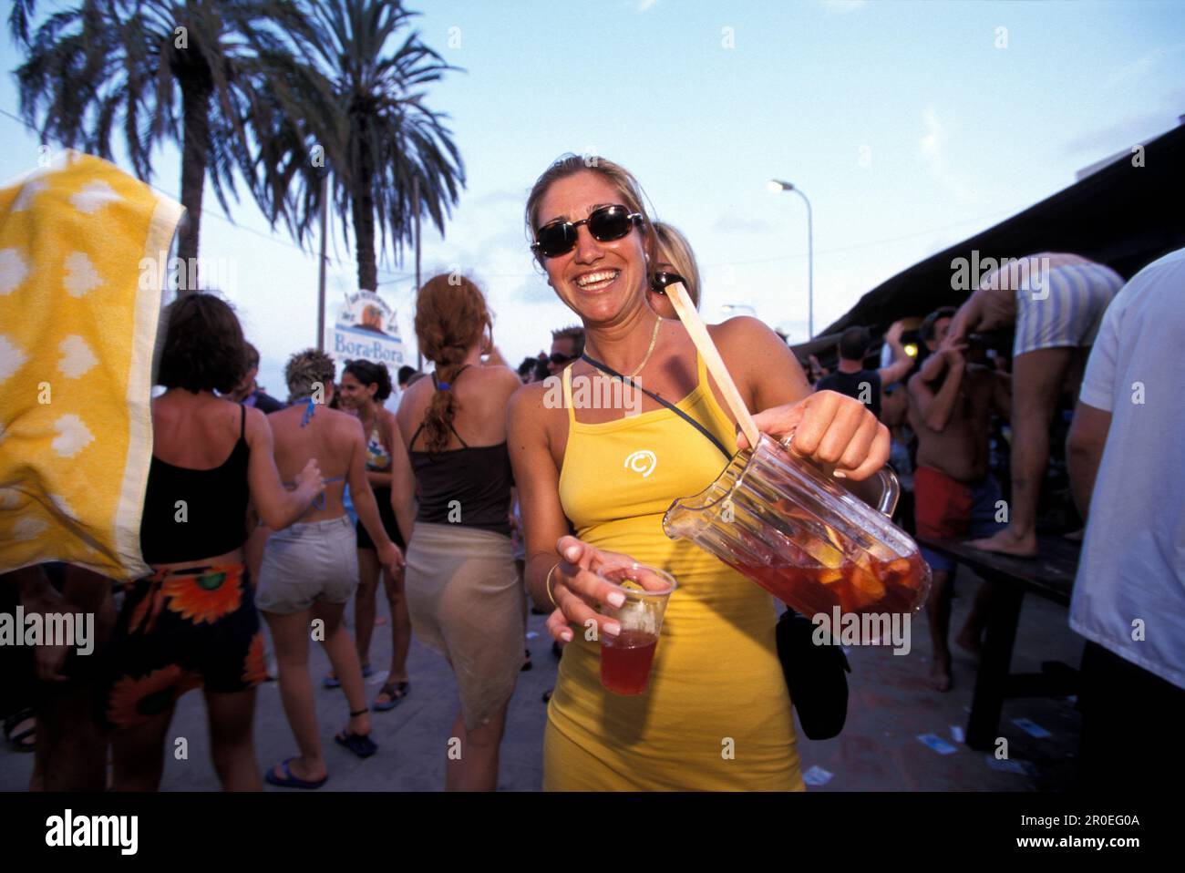 Bora Bora Disco Beach, Platja d'en Bossa Ibiza, Spain Stock Photo - Alamy