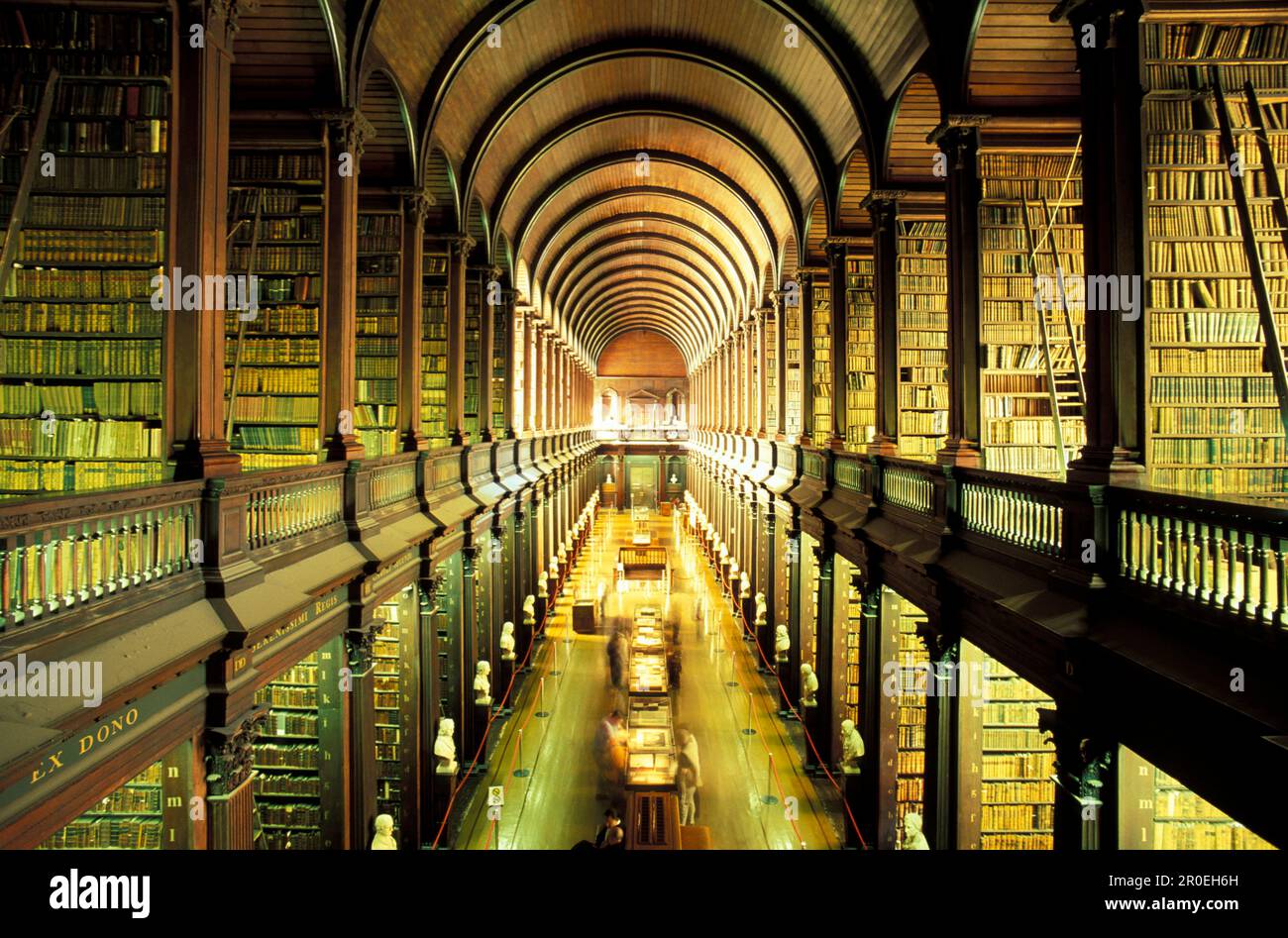 Interior view of the library at the Trinity College, Dublin, Ireland ...