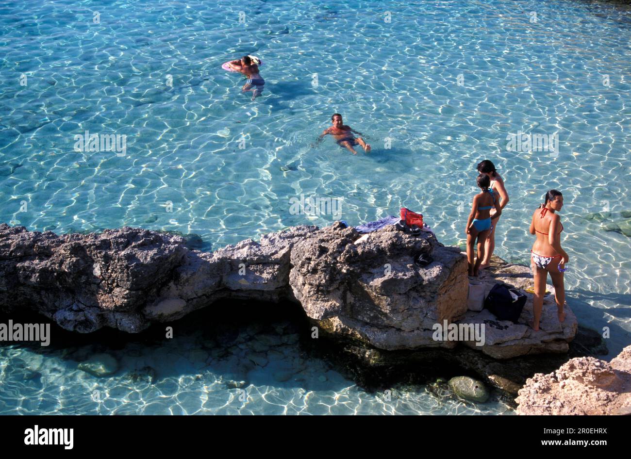 People bathing in the Blue Lagoon, Comino Island, Malta, Europe Stock ...