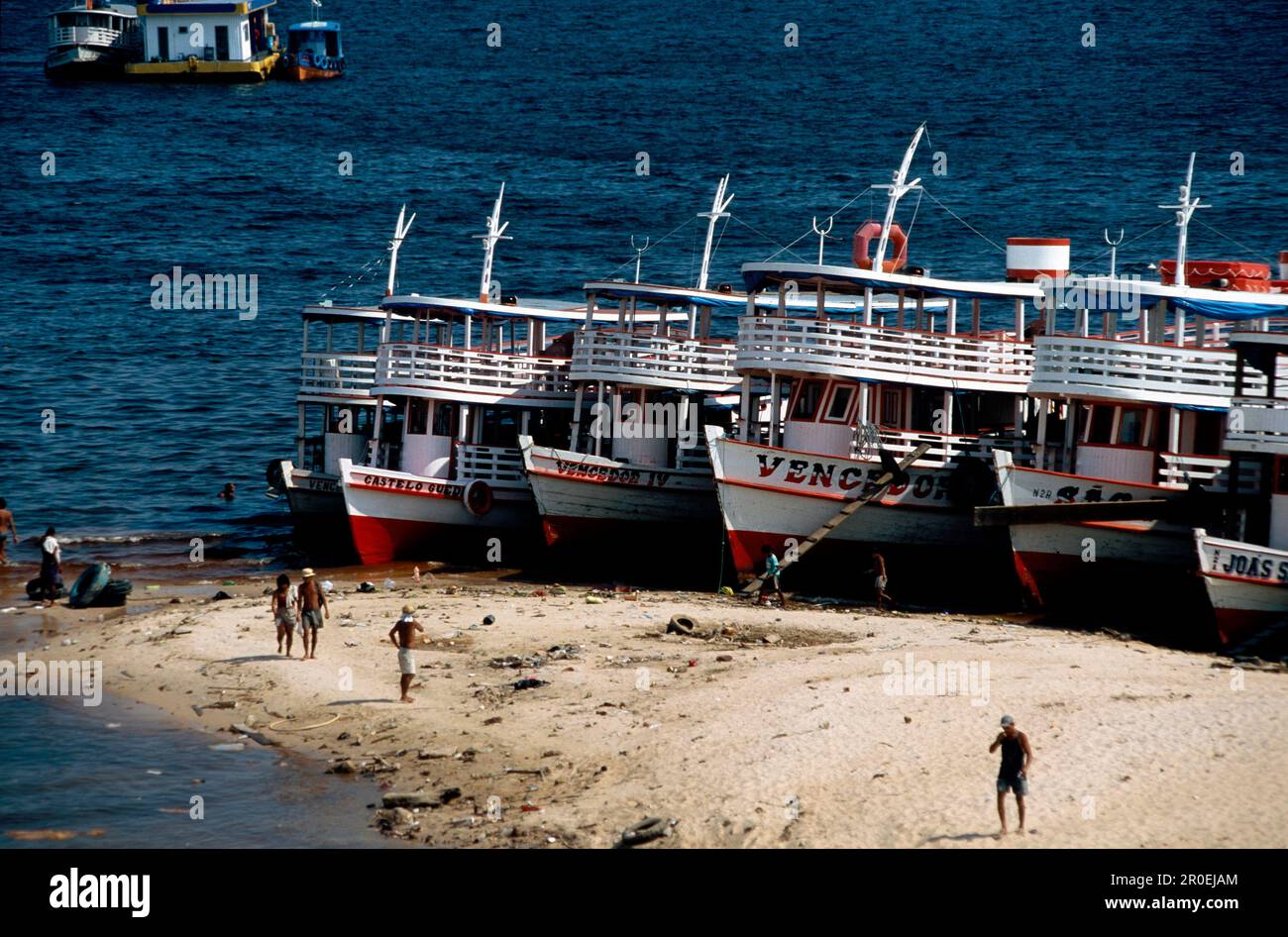 Amazon river boats next to the floating harbour of, Amazon river boats ...