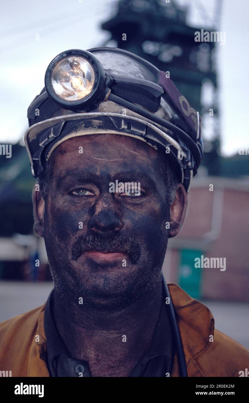Portrait of a miner, Tower Colliery deep mine, Hirwaun Glamorgan, Wales ...