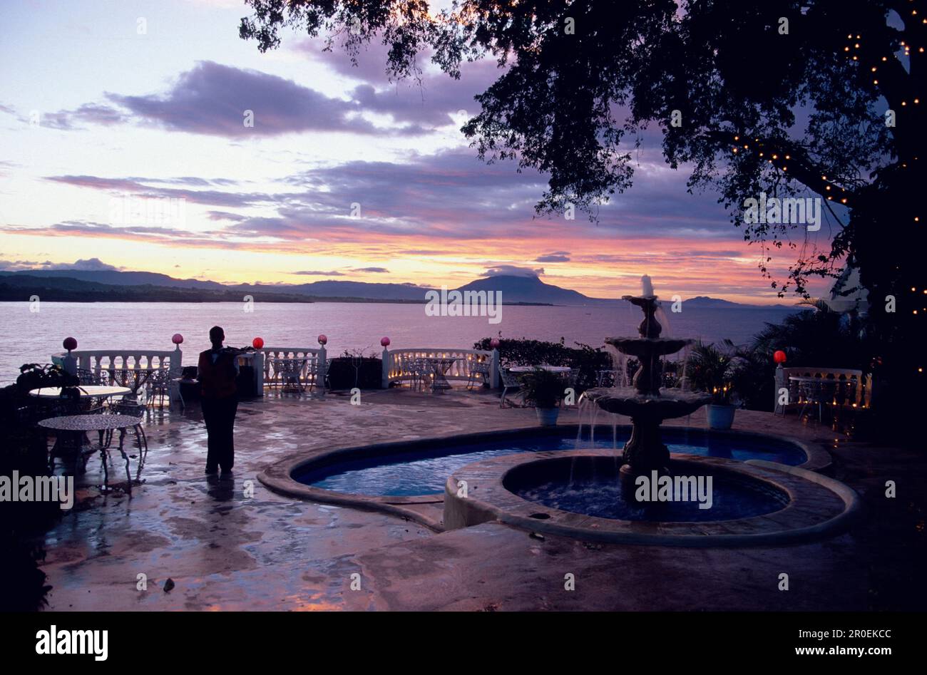 Terrace with fountain at La Puntilla De Piergiorgio Palace, italian ...