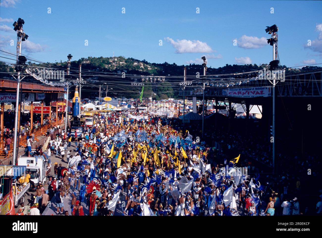 Crowd of Mardi Gras, Carnival, Grand Stand, Queens Park Savanah, Port ...