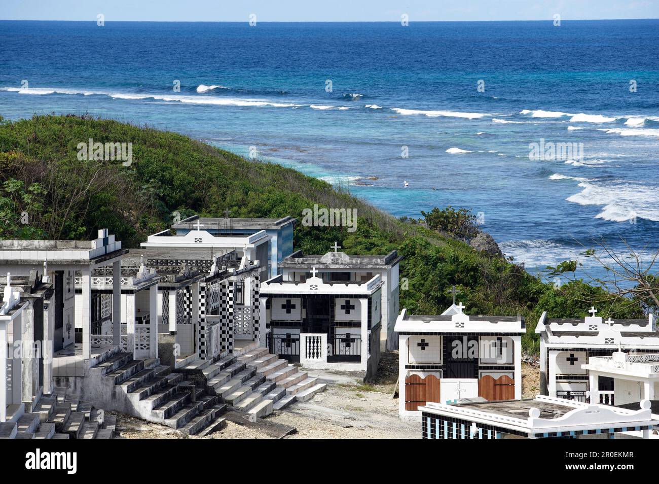Cemetery in Anse-Bertrand with view over the Caribbean sea, Anse ...