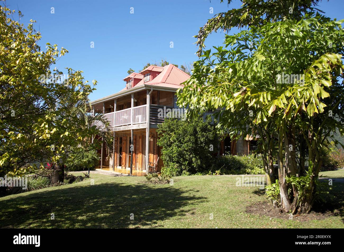 House and garden in the sunlight, Masters House, Cafeiere Beausejour ...