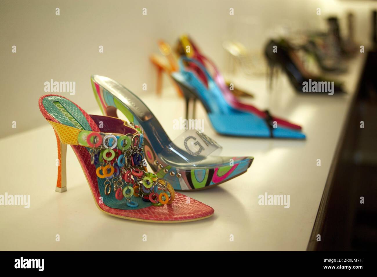 Shoe samples at Tri Beca, South Beach, Miami Florida, USA Stock Photo ...