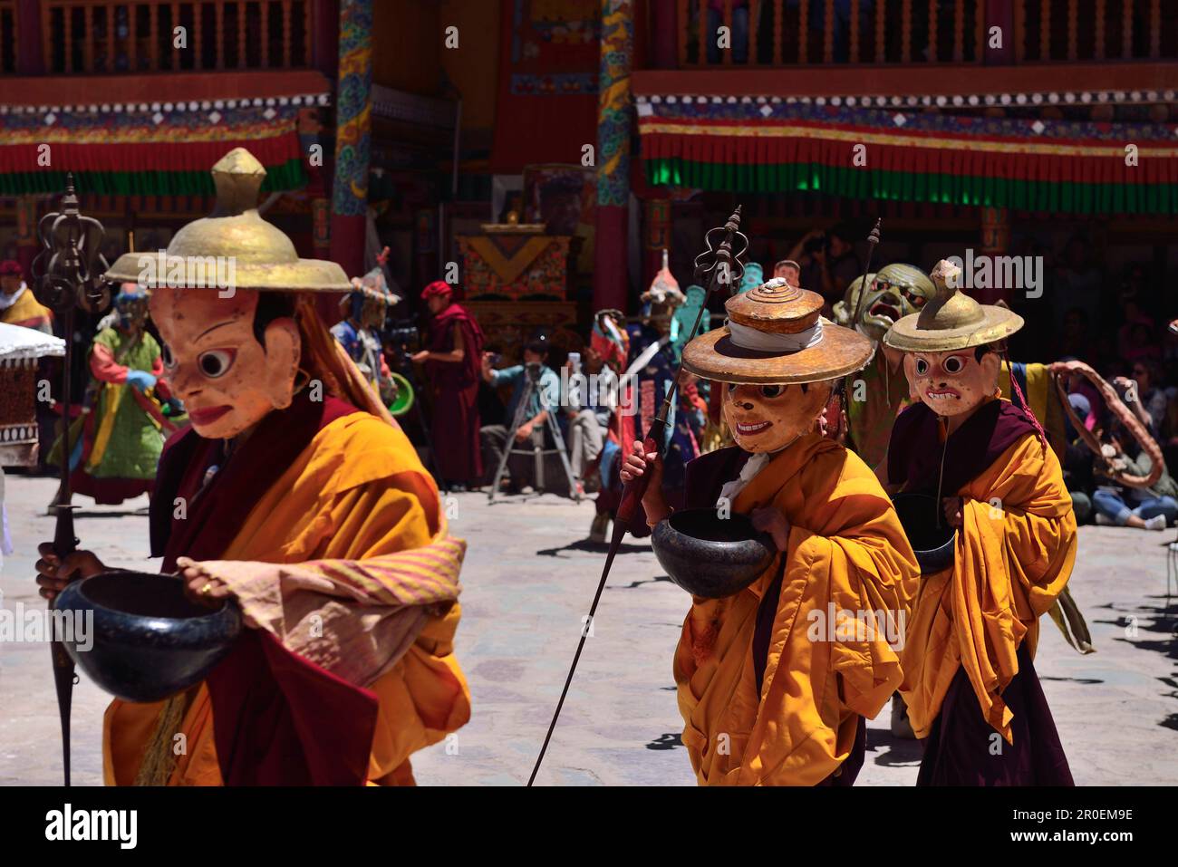 Mask dancers, Hemis Festival, Hemis Monastery, Ladakh, Jammu and ...