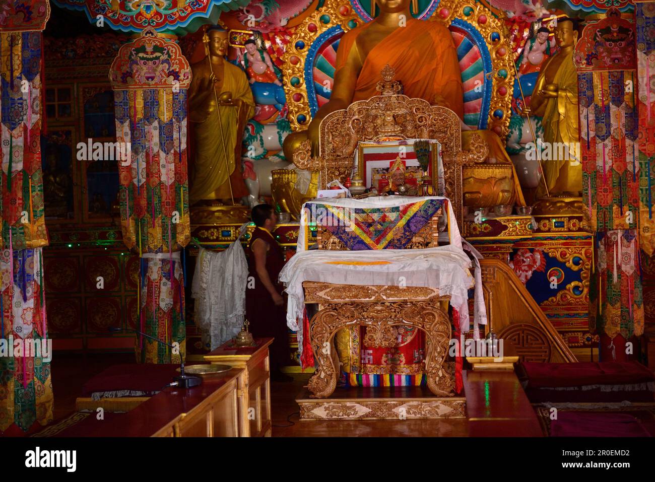Buddha statue, Matho Monastery, Ladakh, Jammu and Kashmir, India Stock ...