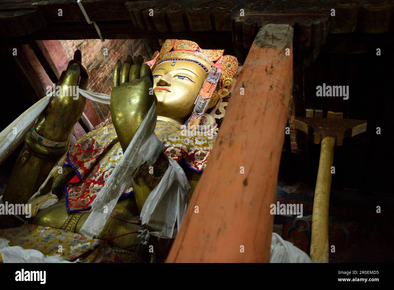 Buddha statue, Basgo Monastery, Ladakh, Jammu and Kashmir, India Stock ...