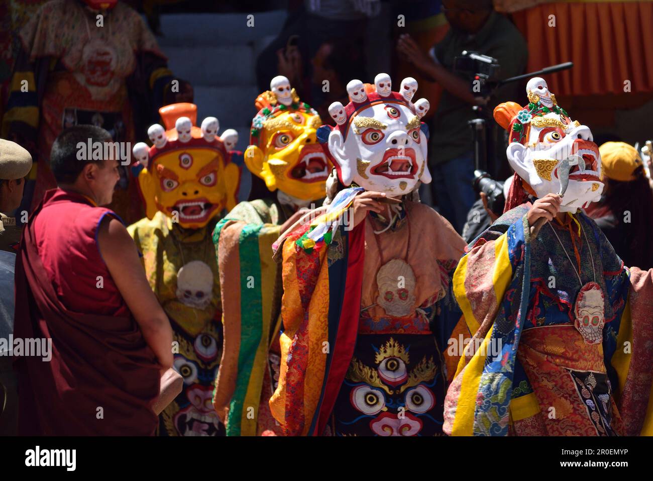 Mask dancers, Hemis Festival, Hemis Monastery, Ladakh, Jammu and ...
