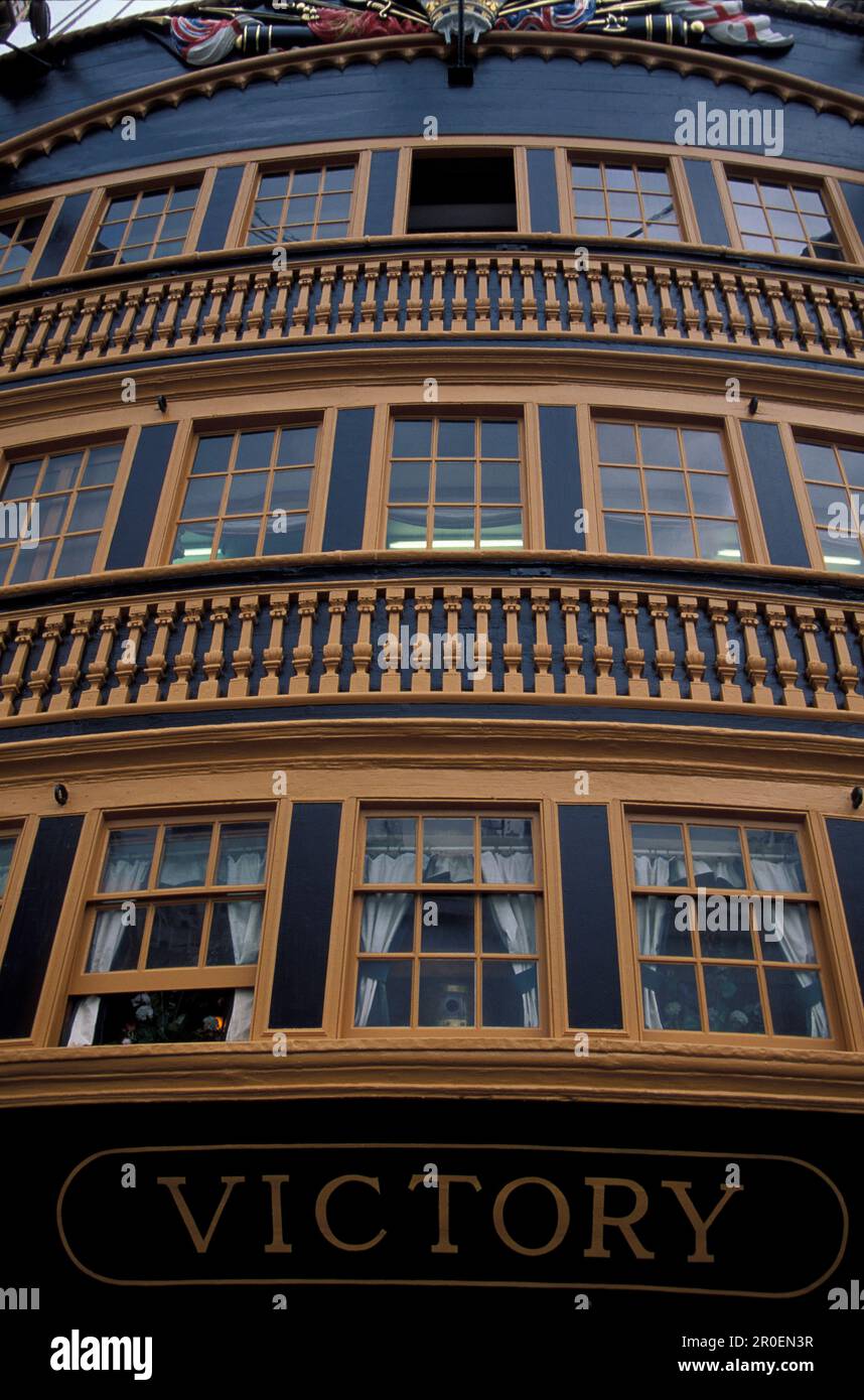 Detail of the ship HMS Victory at navy museum, Portsmouth, Marine ...
