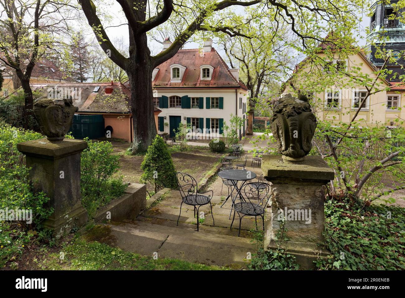 Villa Sorgenfrei, park in spring, manor house from 1783, today country ...