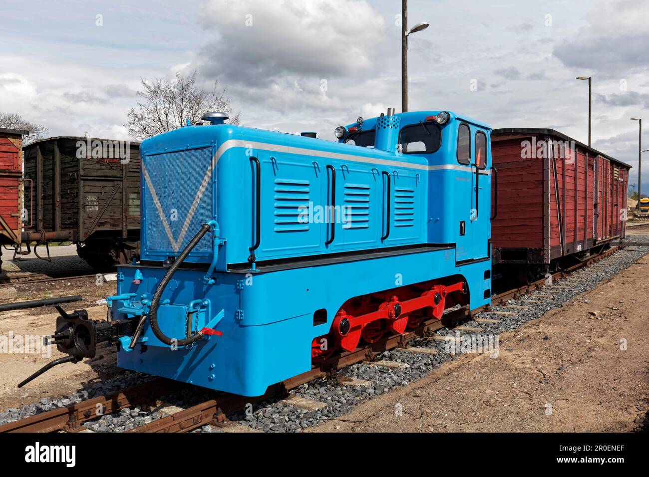 Light blue painted locomotive from 1967, built by VEB Lokomotivwerk ...