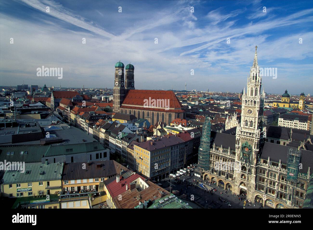 View over Munich with Frauenkirche and New Town Hall, Munich, Bavaria ...