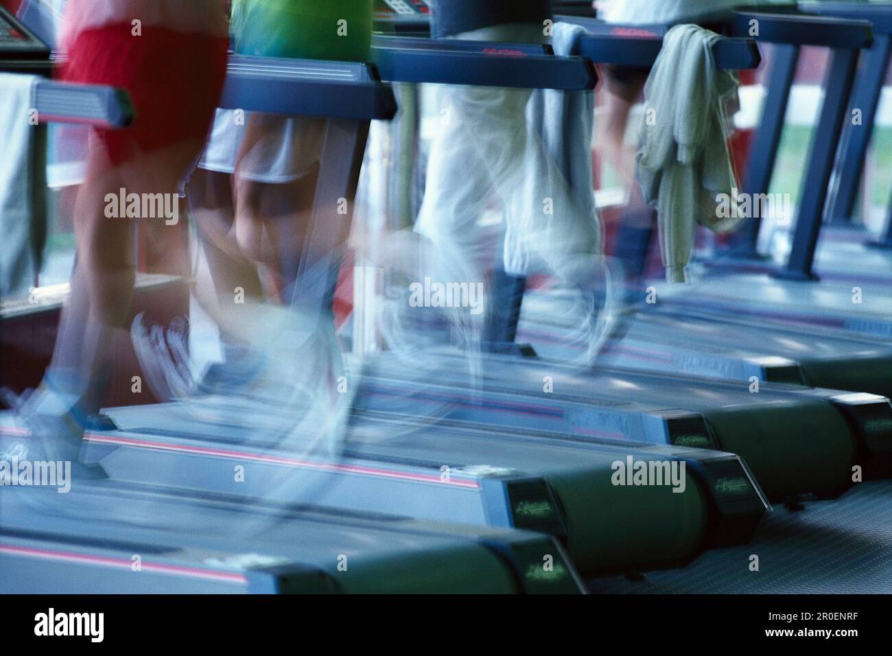 People on treadmills in a gym Stock Photo - Alamy