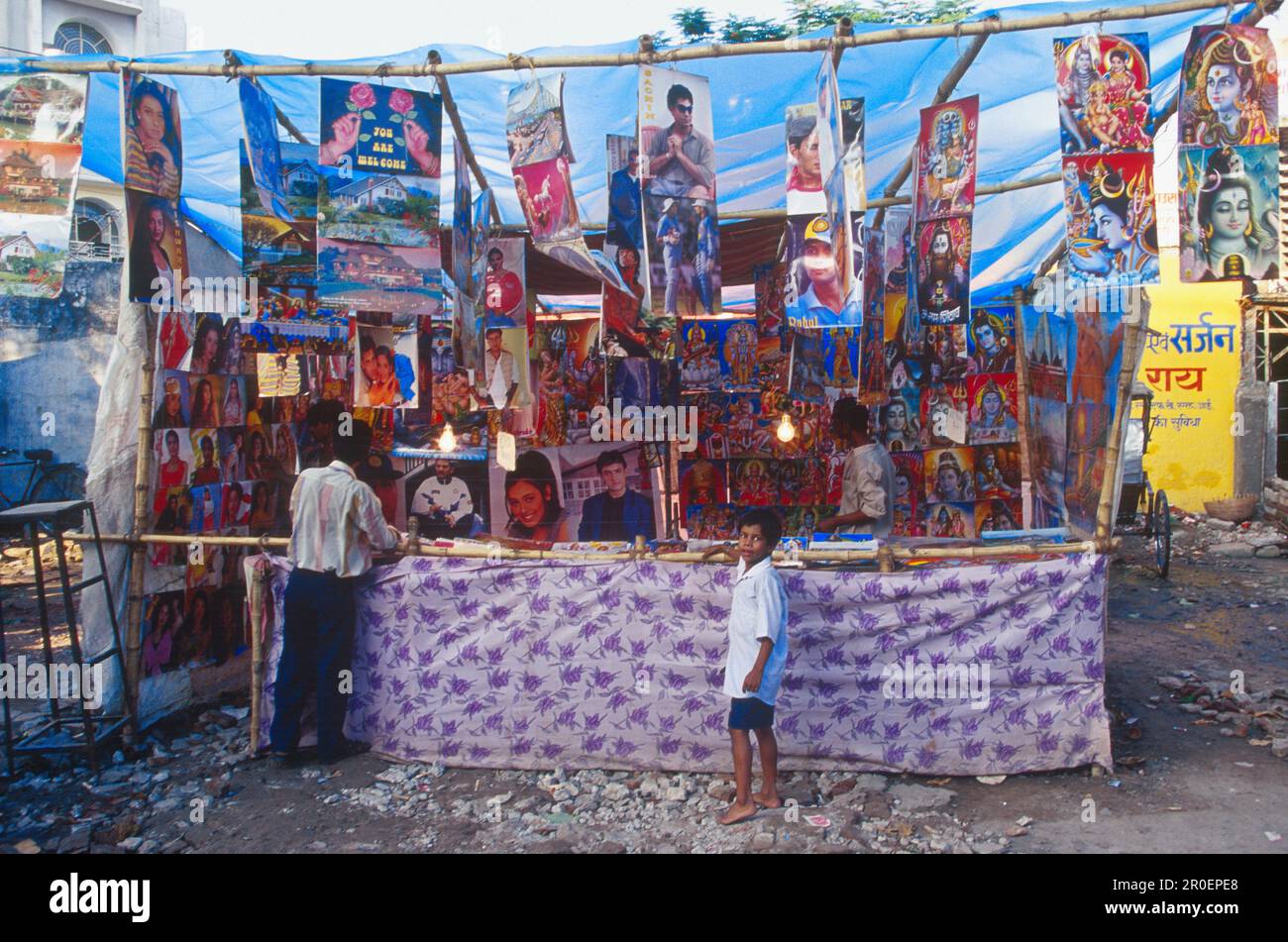 Poster, market stall, fair, Varanasi, Benares Uttar Pradesh, India ...