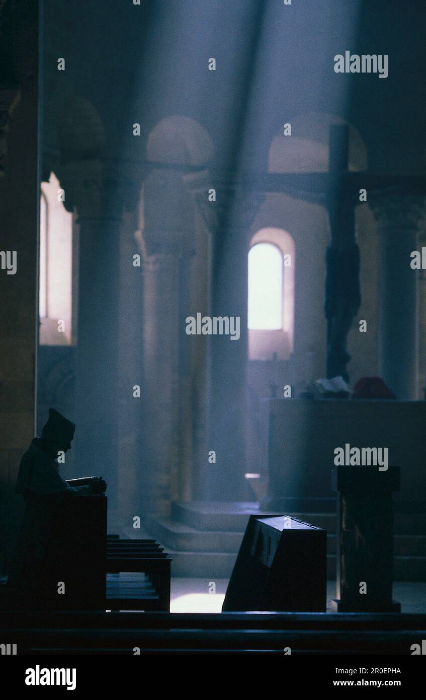 Praying Monk, Sant' Antimo Tuscany, Italy Stock Photo - Alamy