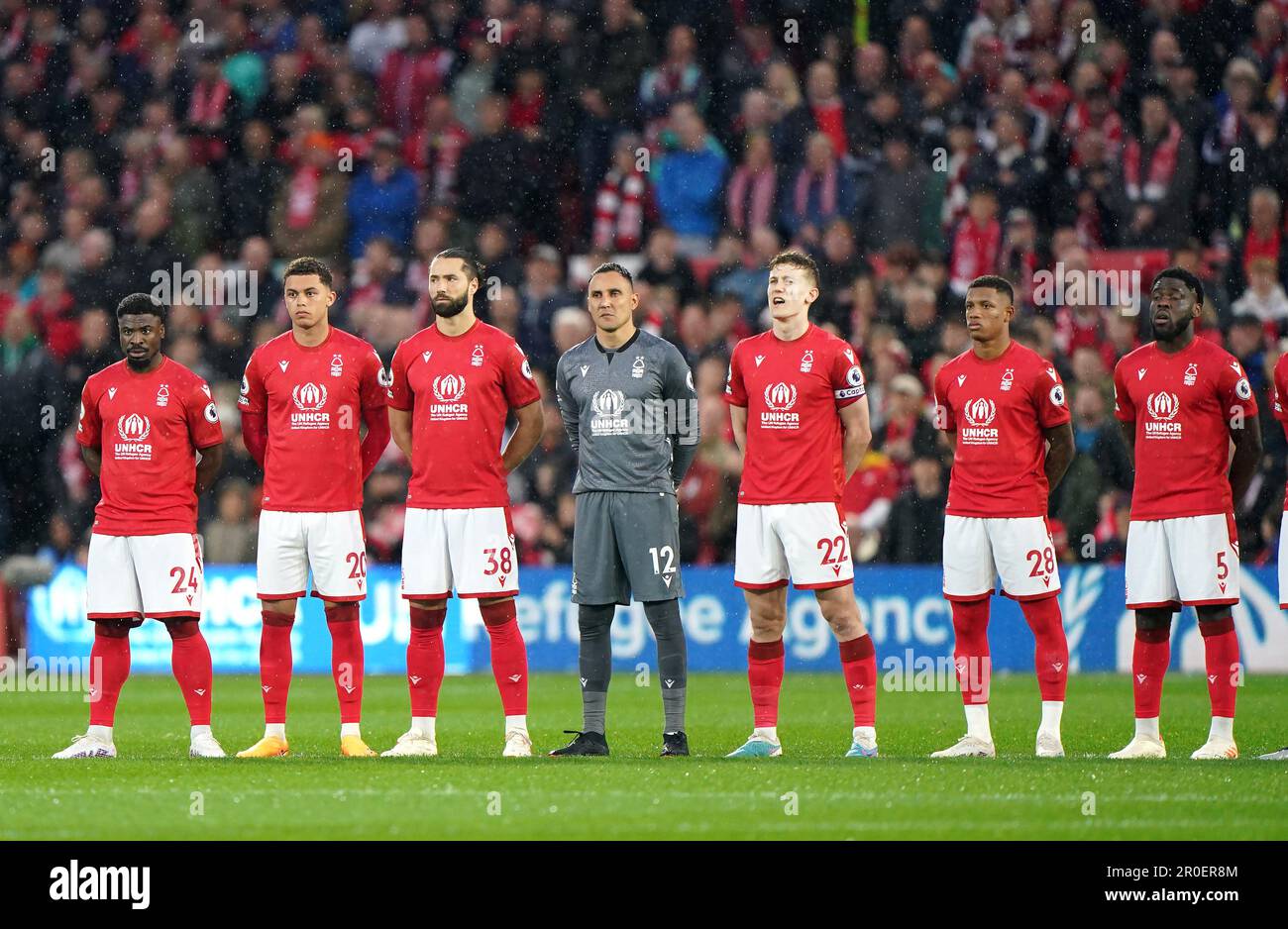 Nottingham Forest players line up to sing the national anthem ahead of ...