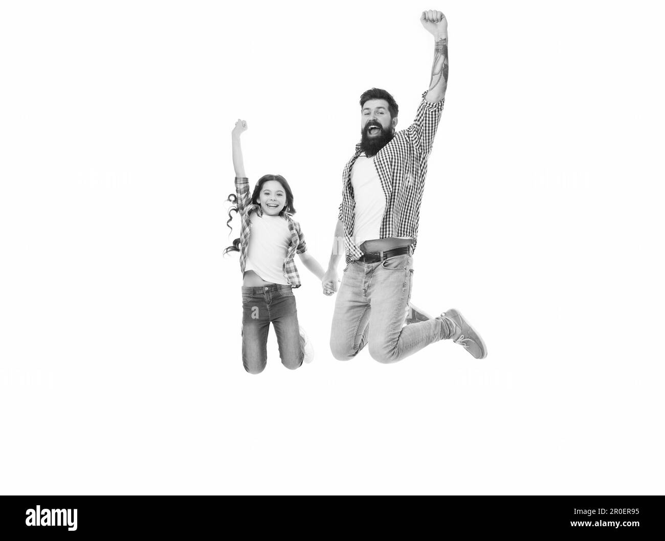 Jump if your father is the best. Happy father and little daughter ...