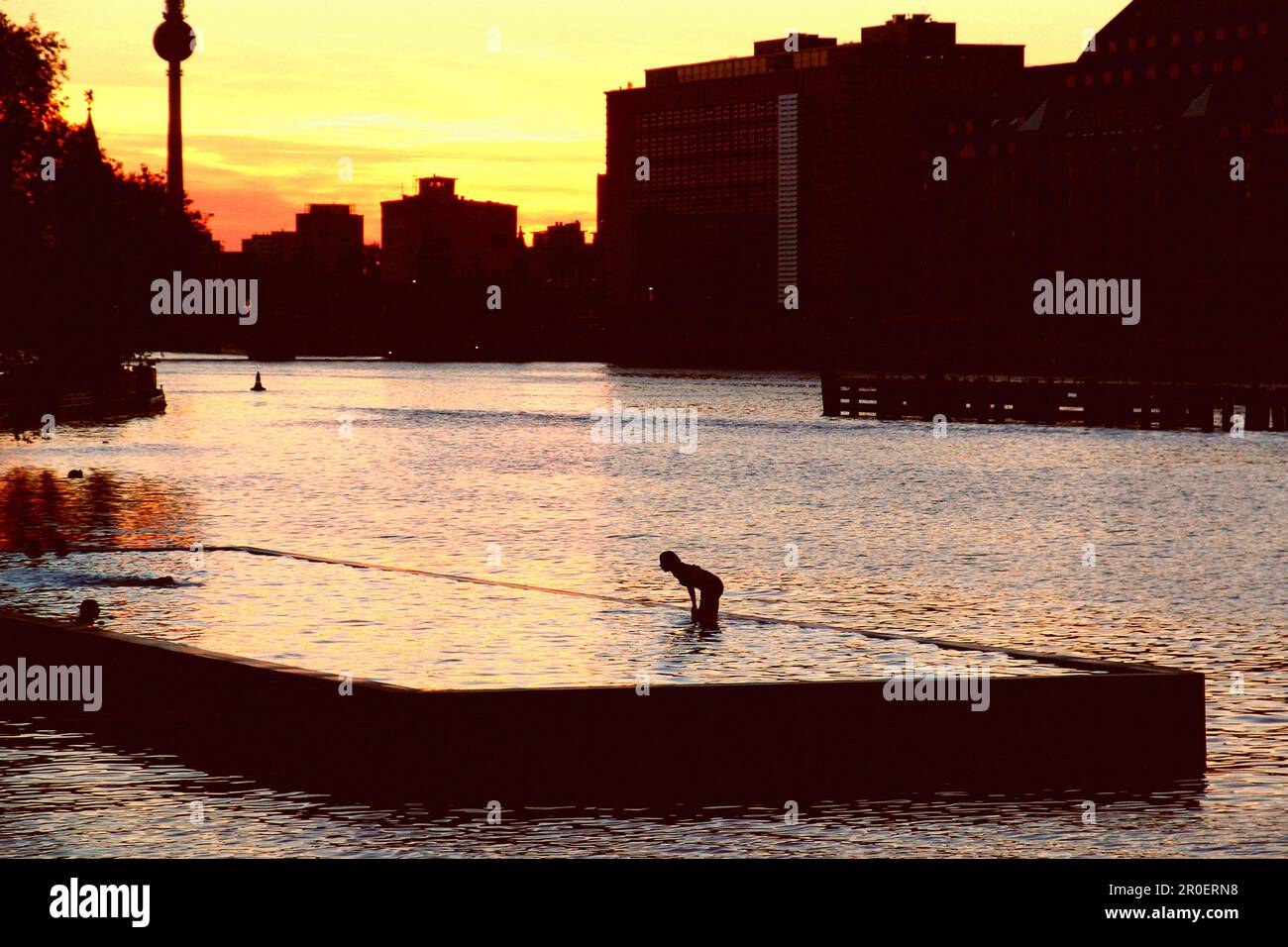 Bathing in floating pool on Spree river, Berlin, Germany Stock Photo ...