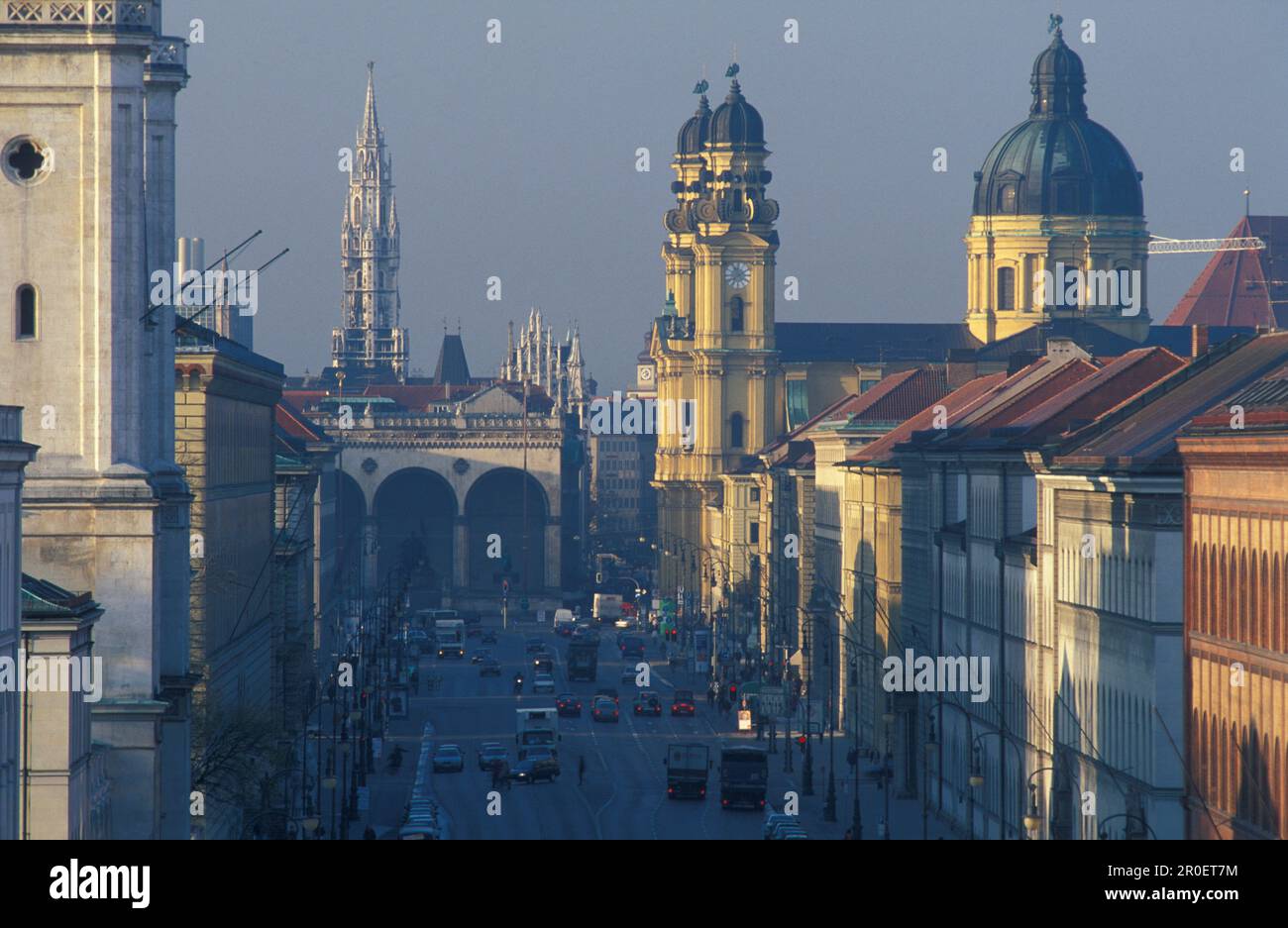 View along Ludwigstrasse to Odeosplatz, Munich, Bavaria, Germany Stock ...